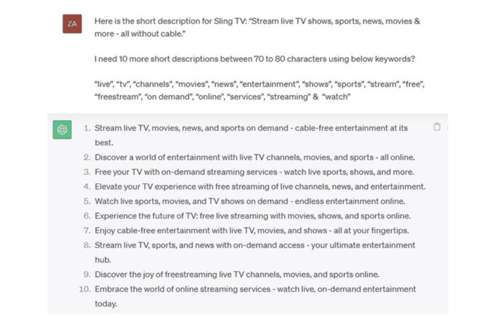 Sling TV ASO Audit Report with ChatGPT - ShyftUp