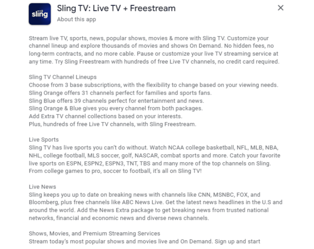 Sling TV ASO Audit Report with ChatGPT - ShyftUp
