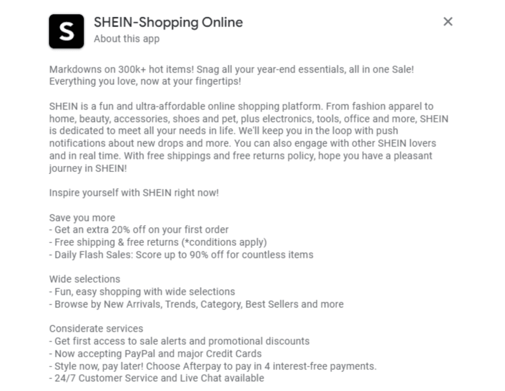 SHEIN ASO Audit Report with ChatGPT - ShyftUp